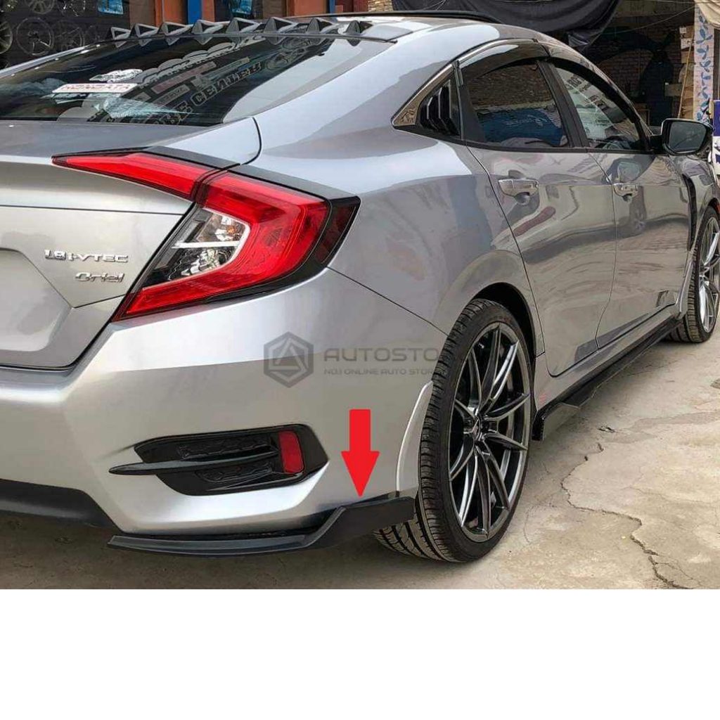 Honda Civic Rear Bumper Side Splitters Matt Black 2016-2021 - Autostore.pk