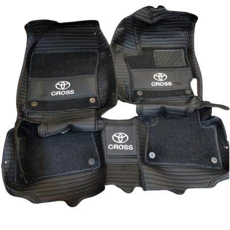 Toyota Cross 9D Floor Mats Horizontal Stitch Black With Black Grass ...